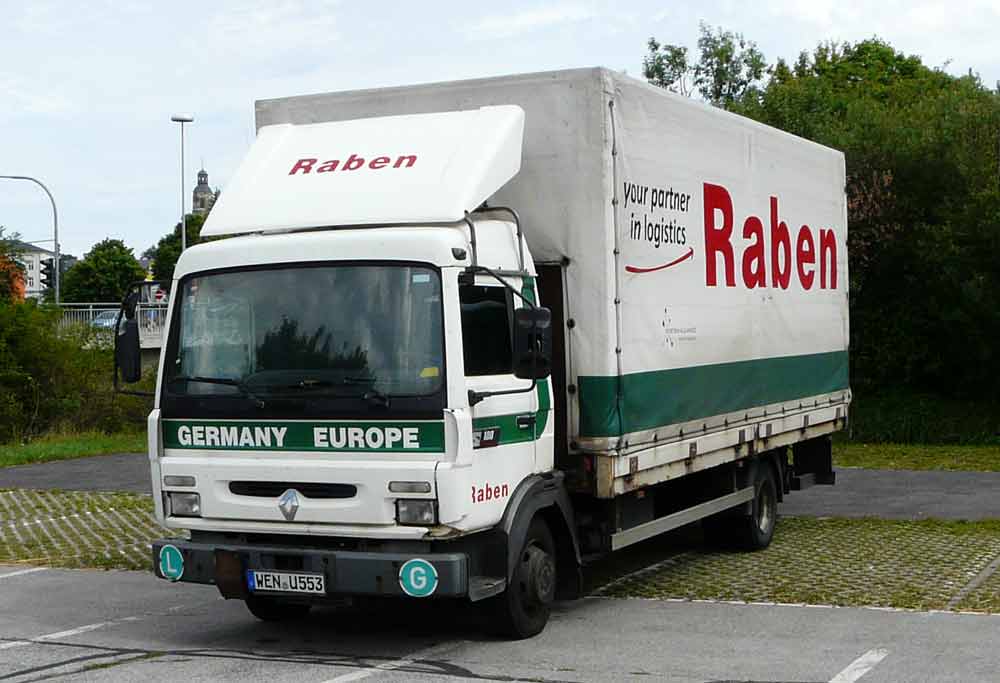 Lkw-Foto : Renault Midliner S180 von Raben Logistics, D - Mönchengladbach